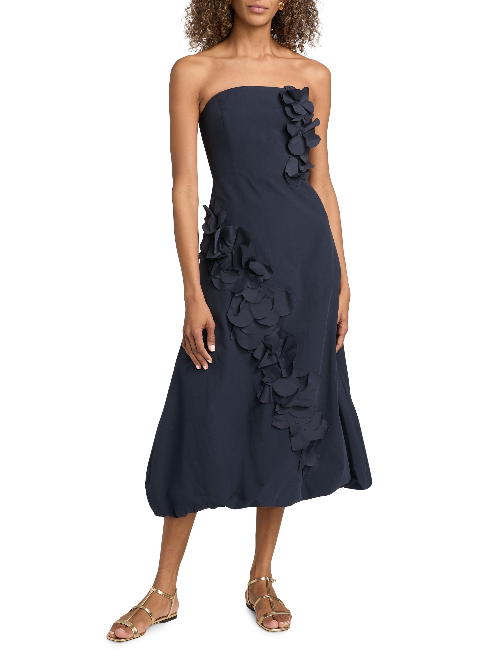 Ramy Brook Zaria Floral Appliqué Cotton-Blend Strapless Midi-Dress ...