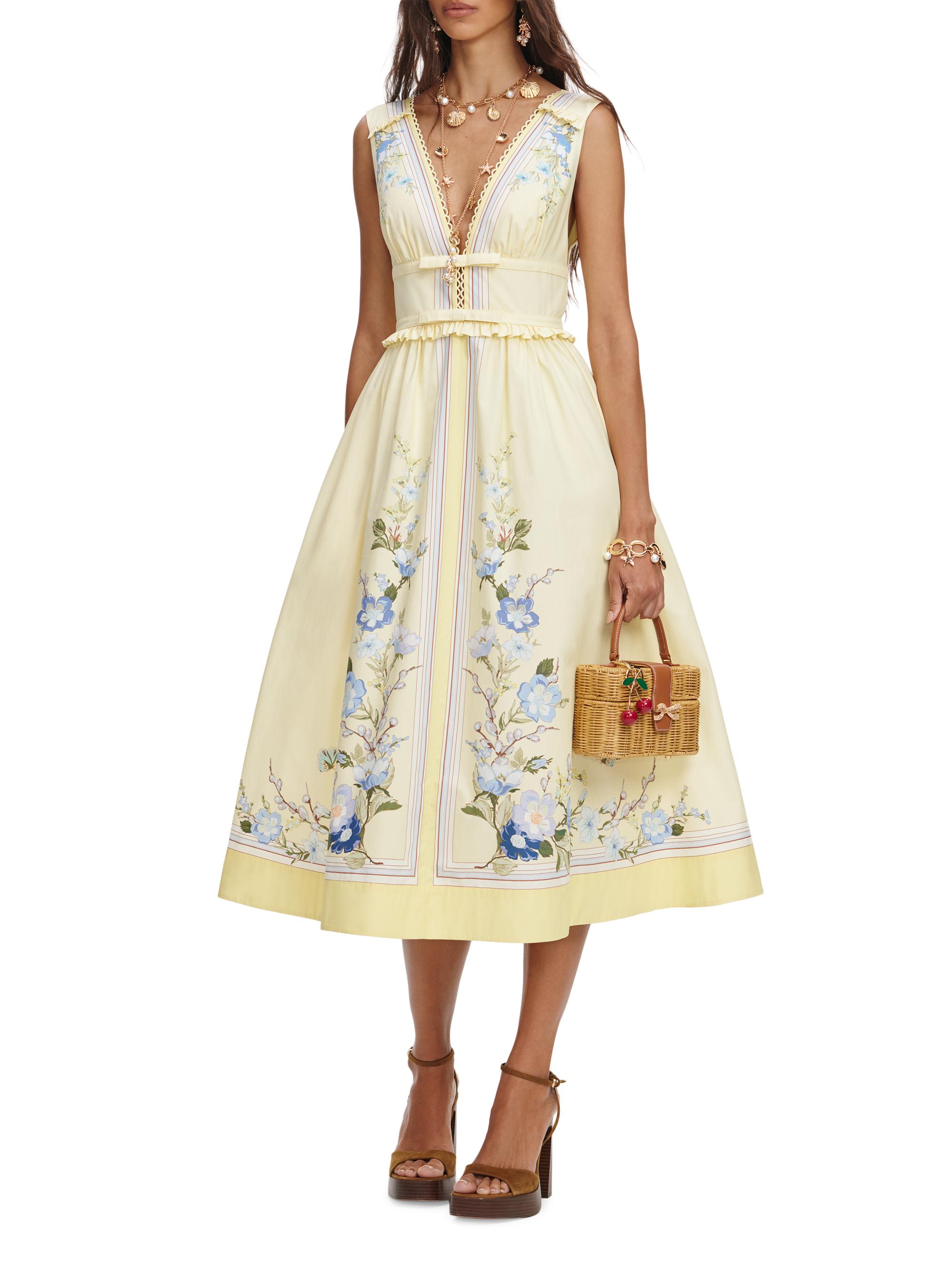 Self-Portrait Floral Cotton Ruffle Midi Dress | Saks Fifth Avenue