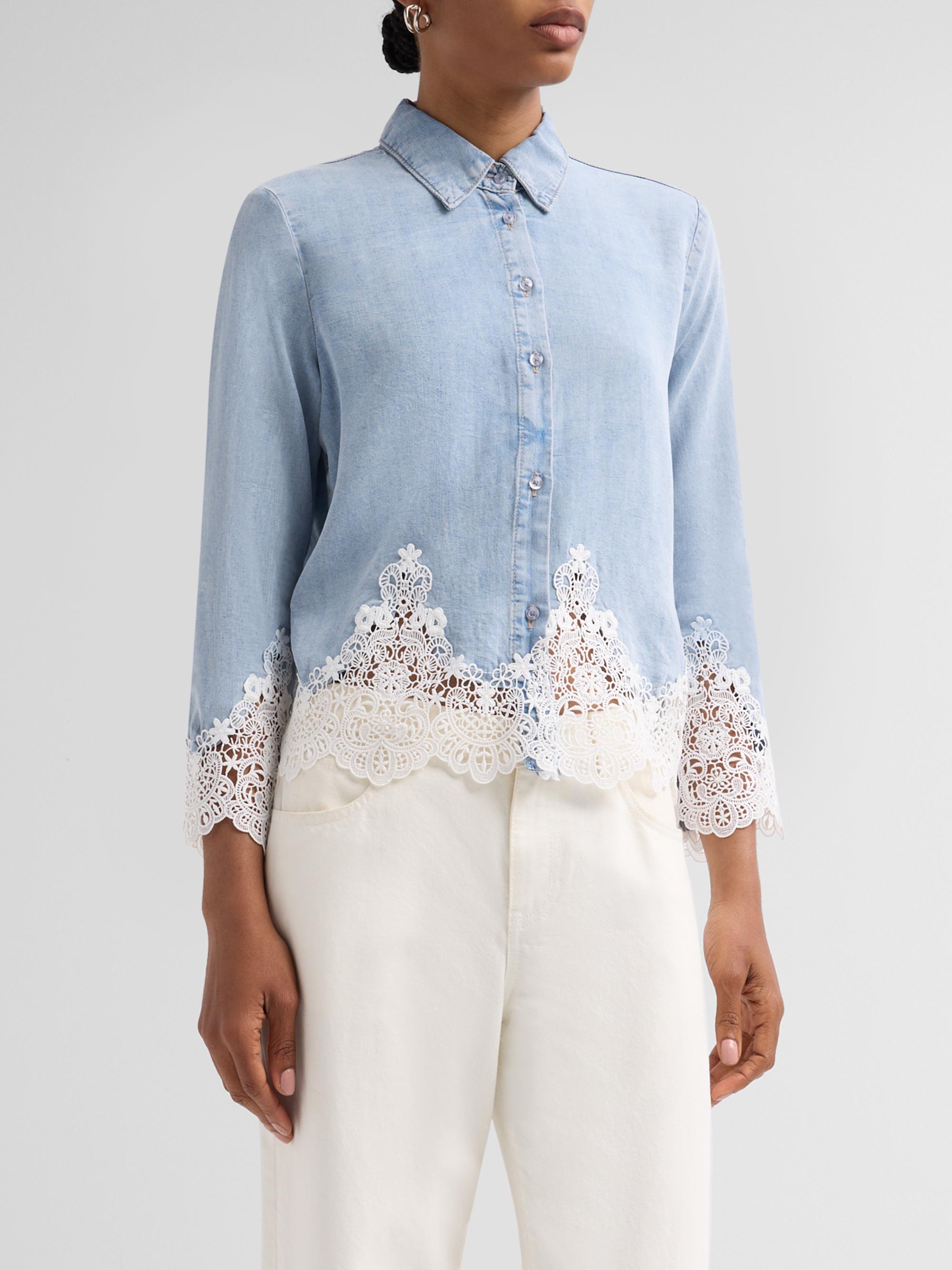 Generation Love Eli Lace Trim Denim Shirt | Saks Fifth Avenue