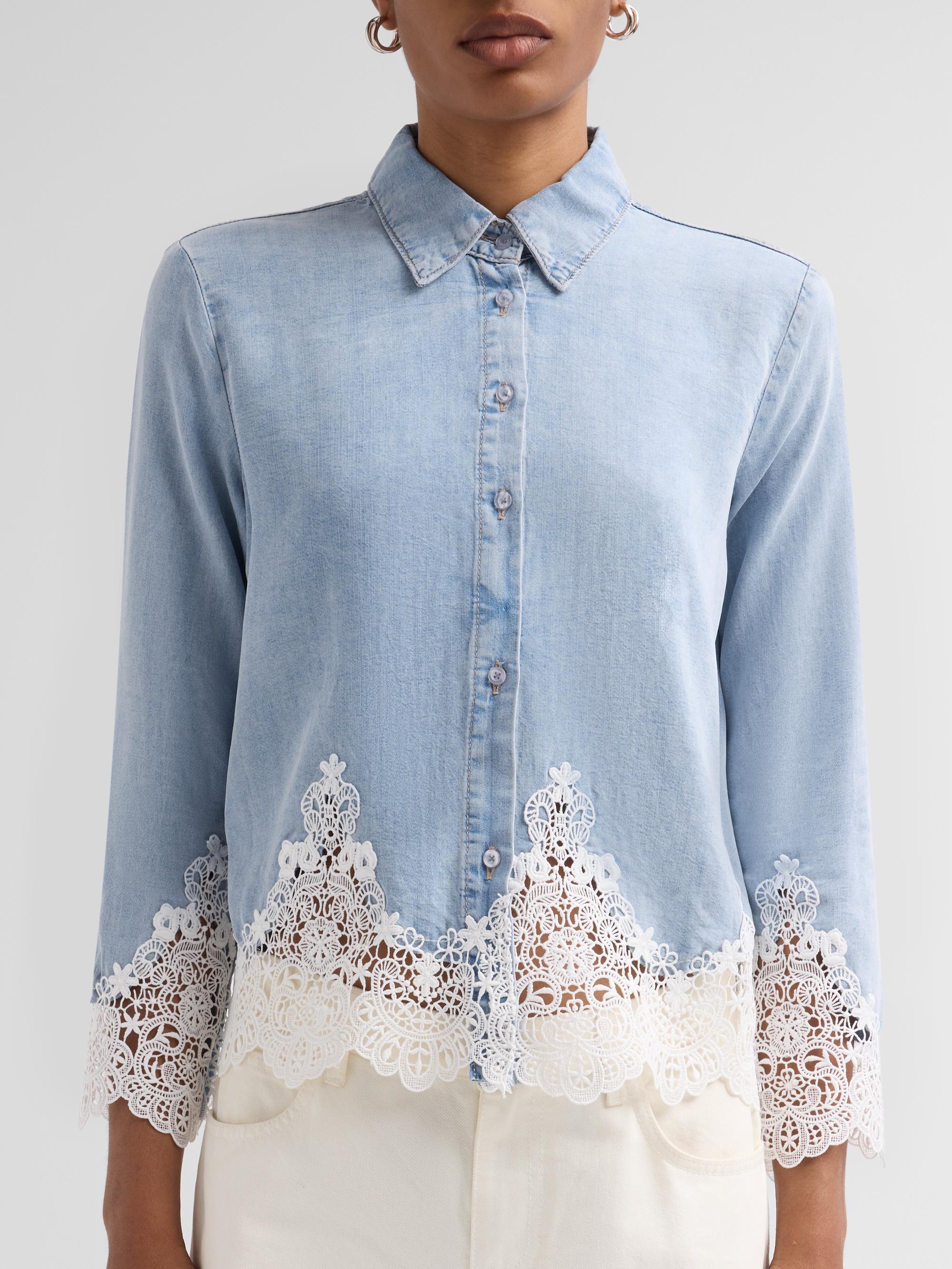 Generation Love Eli Lace Trim Denim Shirt | Saks Fifth Avenue