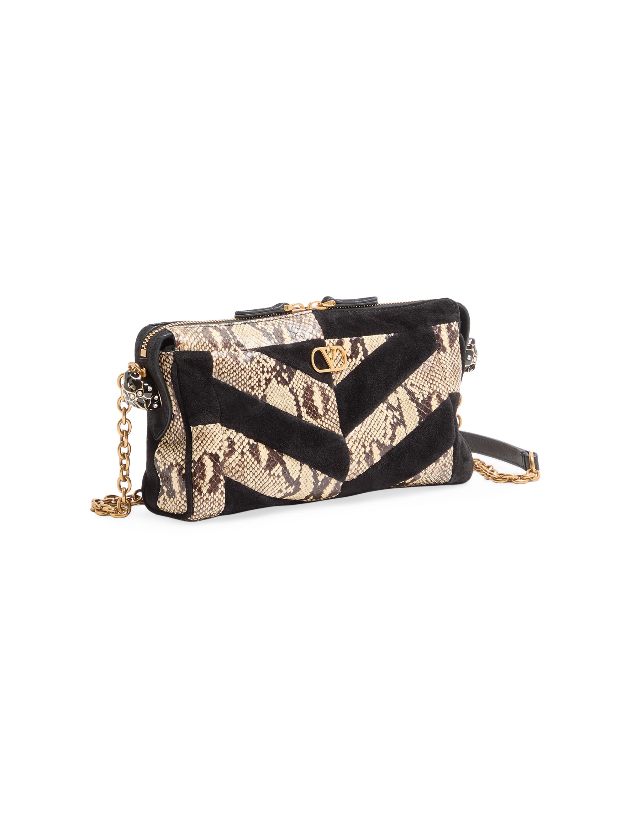Valentino Garavani Panthea Small Crossbody Bag in Python and Suede ...