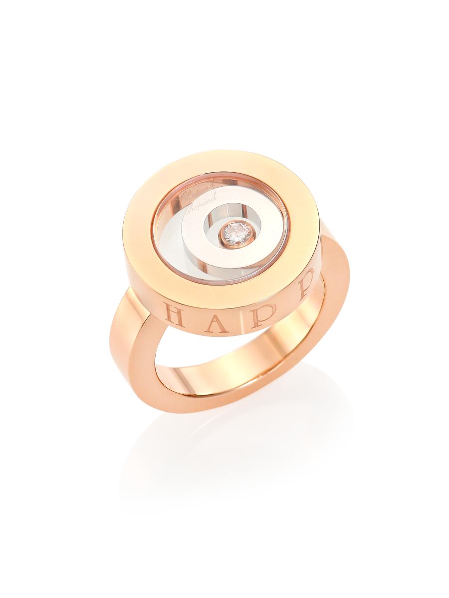 Shop Chopard Happy Spirit 18K Rose White Gold Diamond Double Circle Ring Saks Fifth Avenue