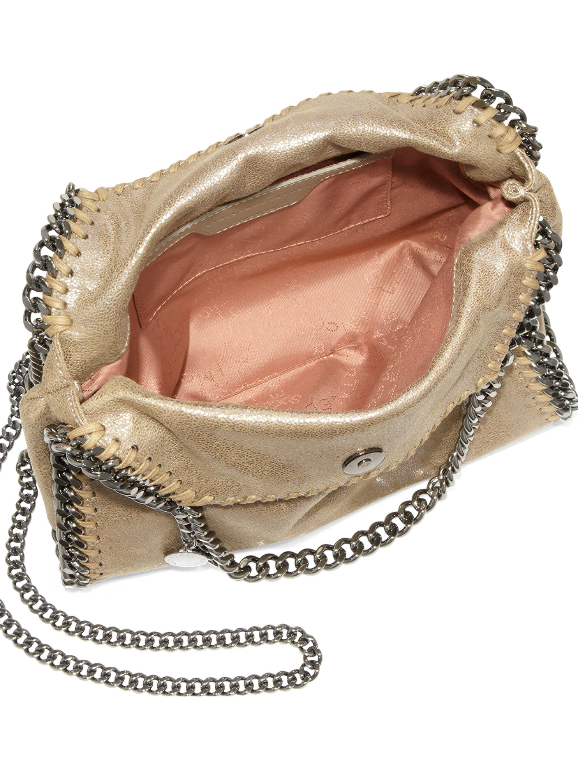 Stella McCartney Mini Falabella Baby Bella Metallic Faux Suede Top ...