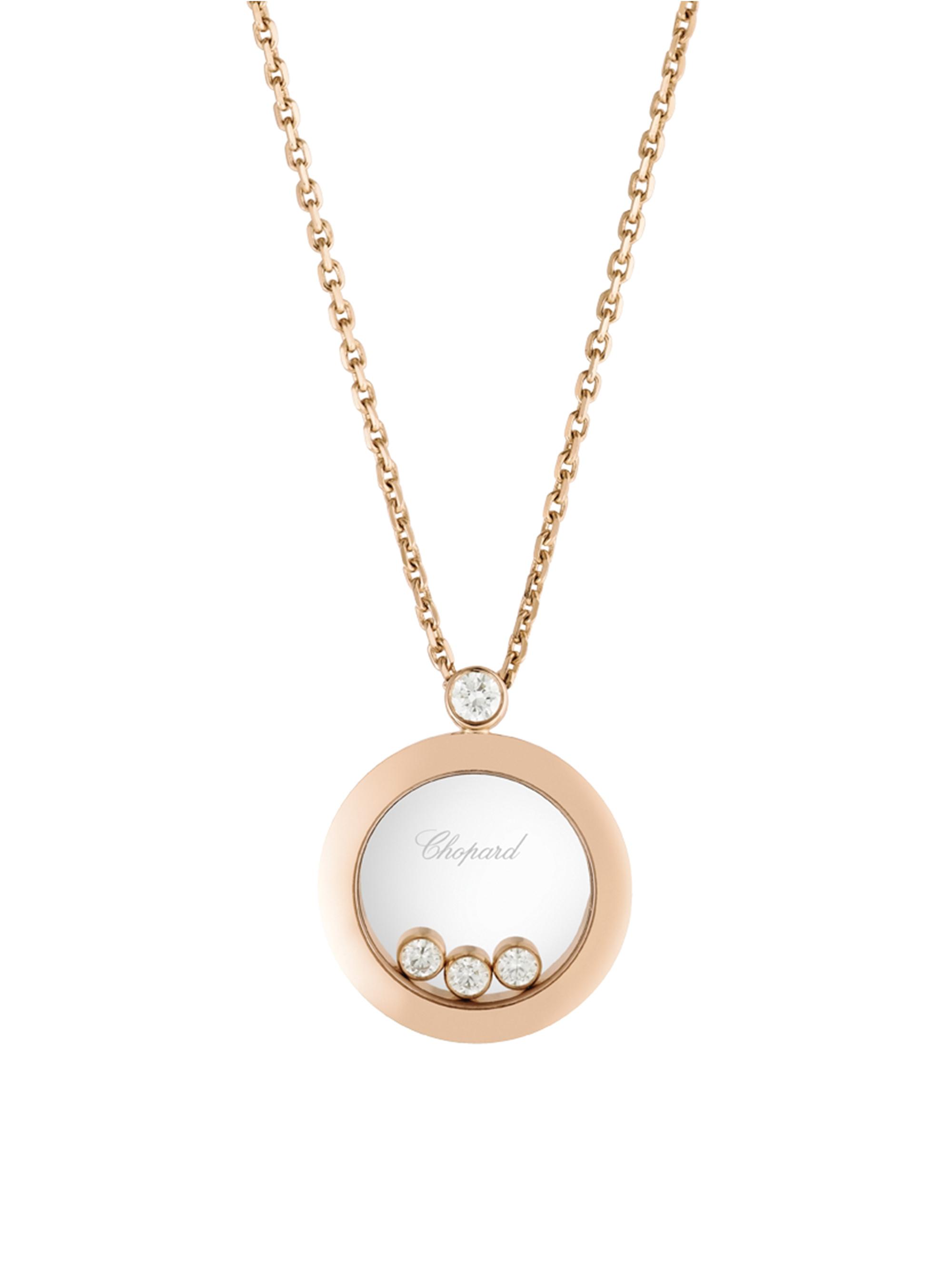 Chopard Happy Diamonds 18K Rose Gold & Diamond Round Pendant Necklace ...
