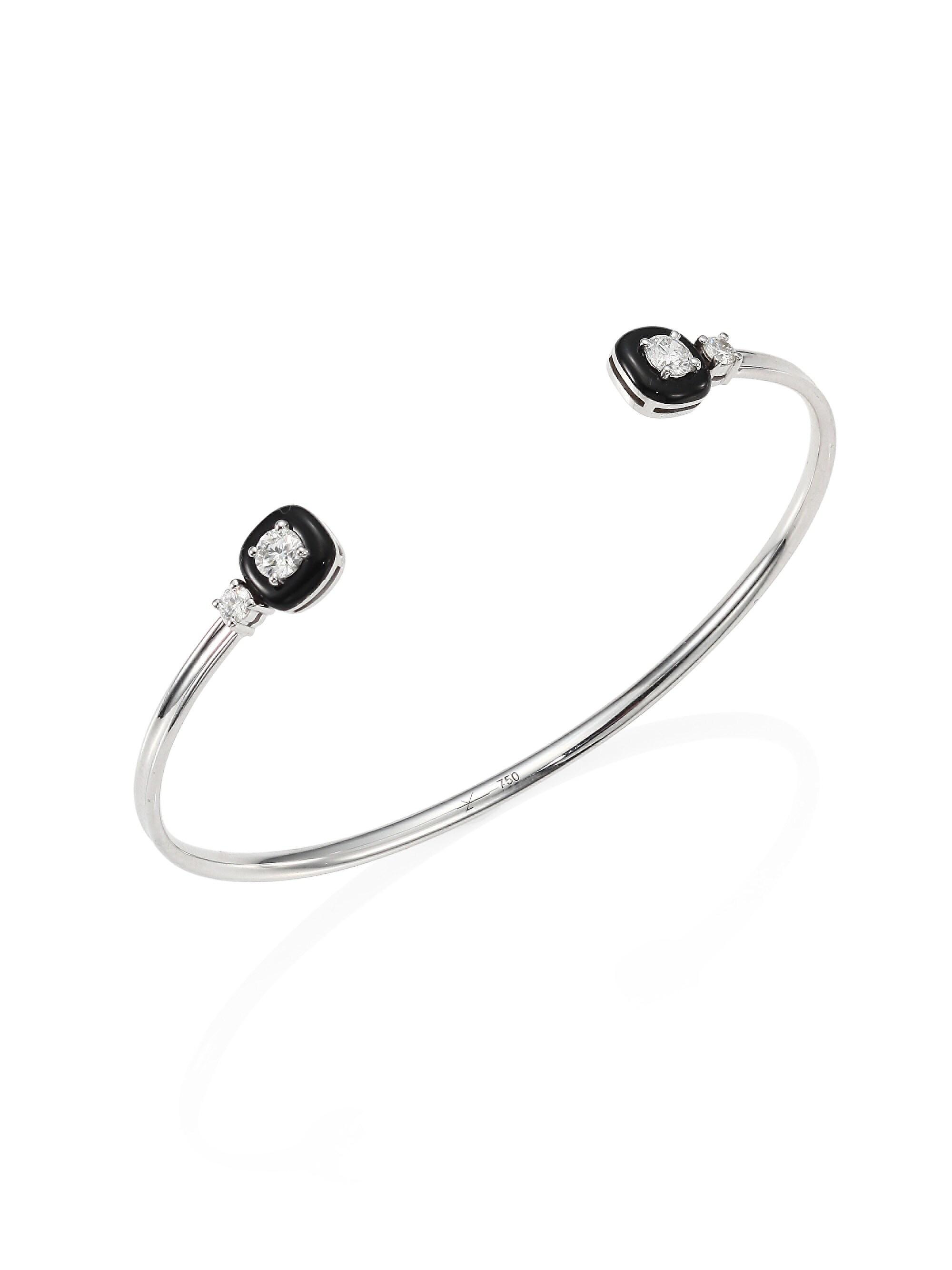 Nikos Koulis Oui Diamond, Enamel & 18K White Gold Bangle | Saks Fifth ...
