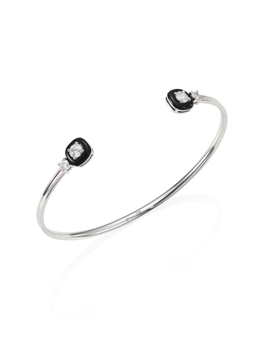 Nikos Koulis Oui Diamond, Enamel & 18K White Gold Bangle | Saks Fifth ...