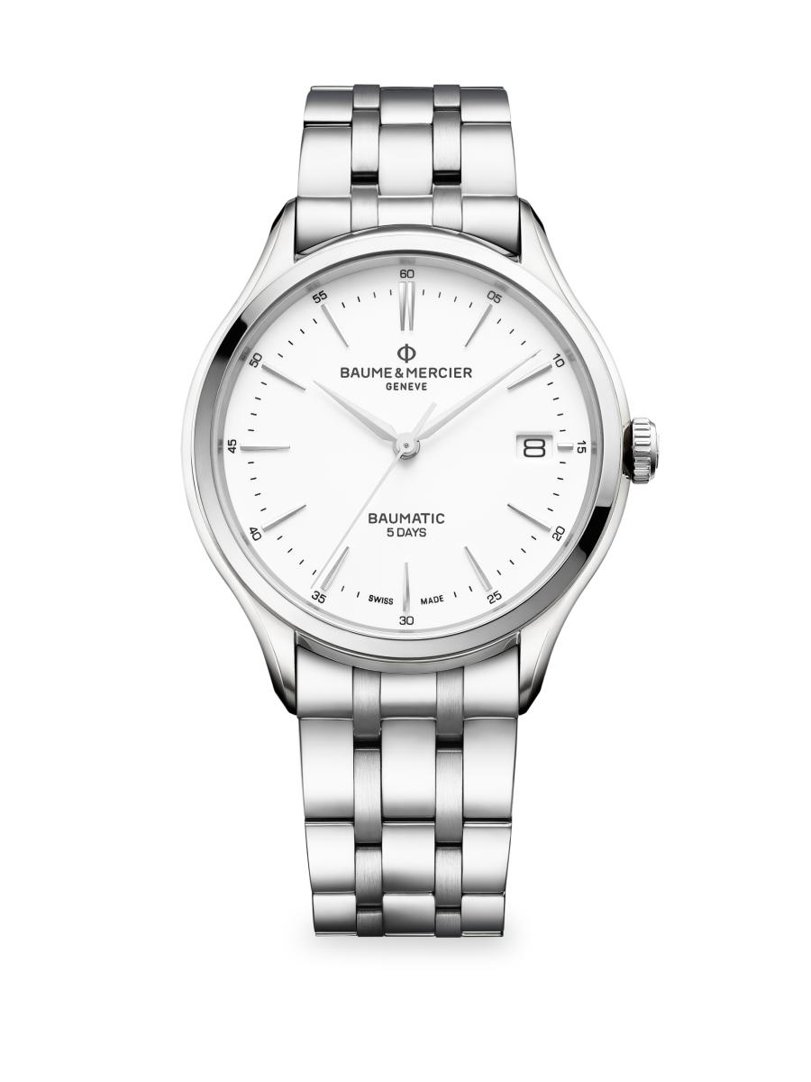 Baume & Mercier Clifton Baumatic Stainless Steel Rhodium-Plated ...