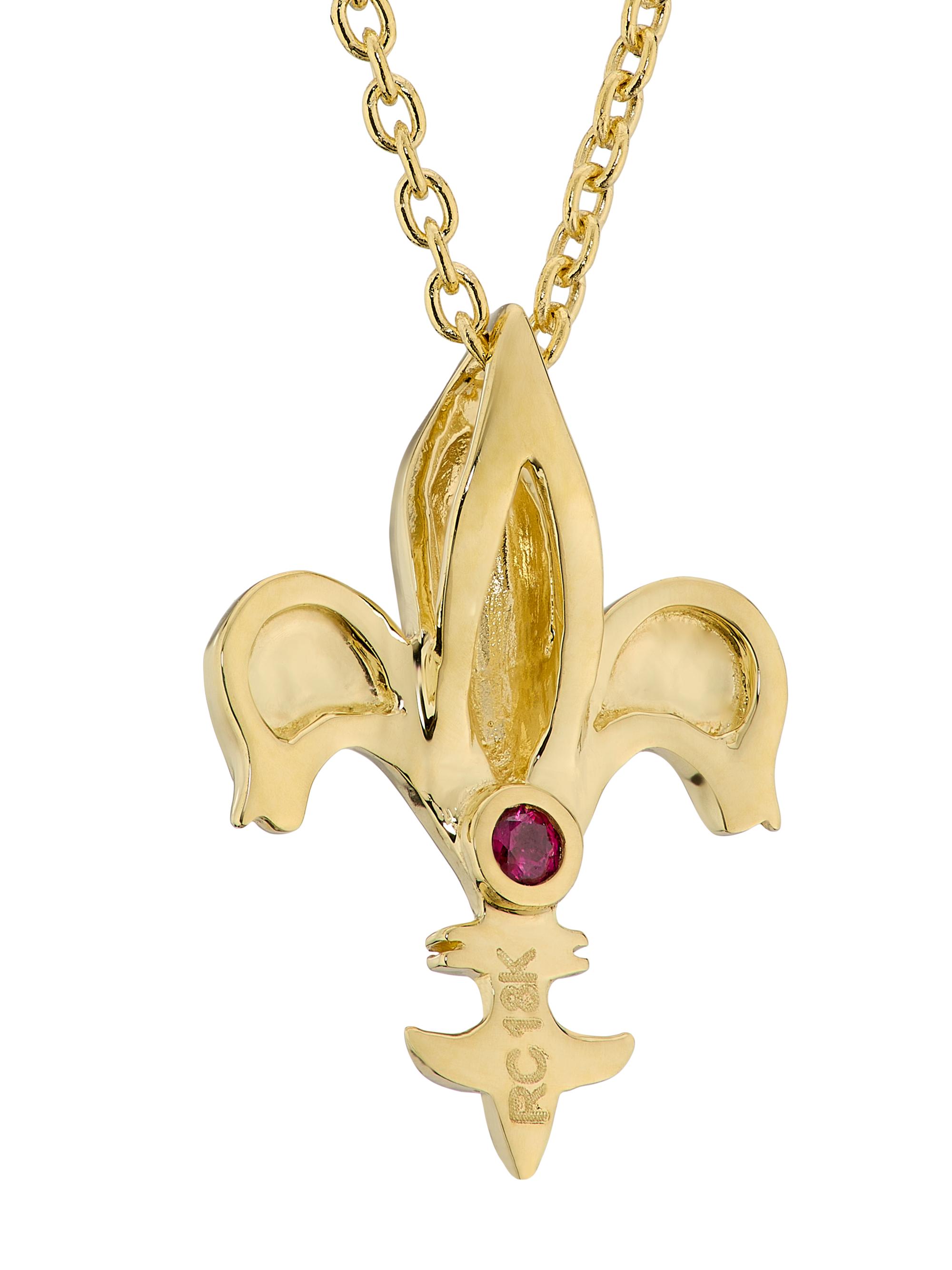 Roberto Coin Tiny Treasures 18K Yellow Gold & Ruby Fleur De Lis ...